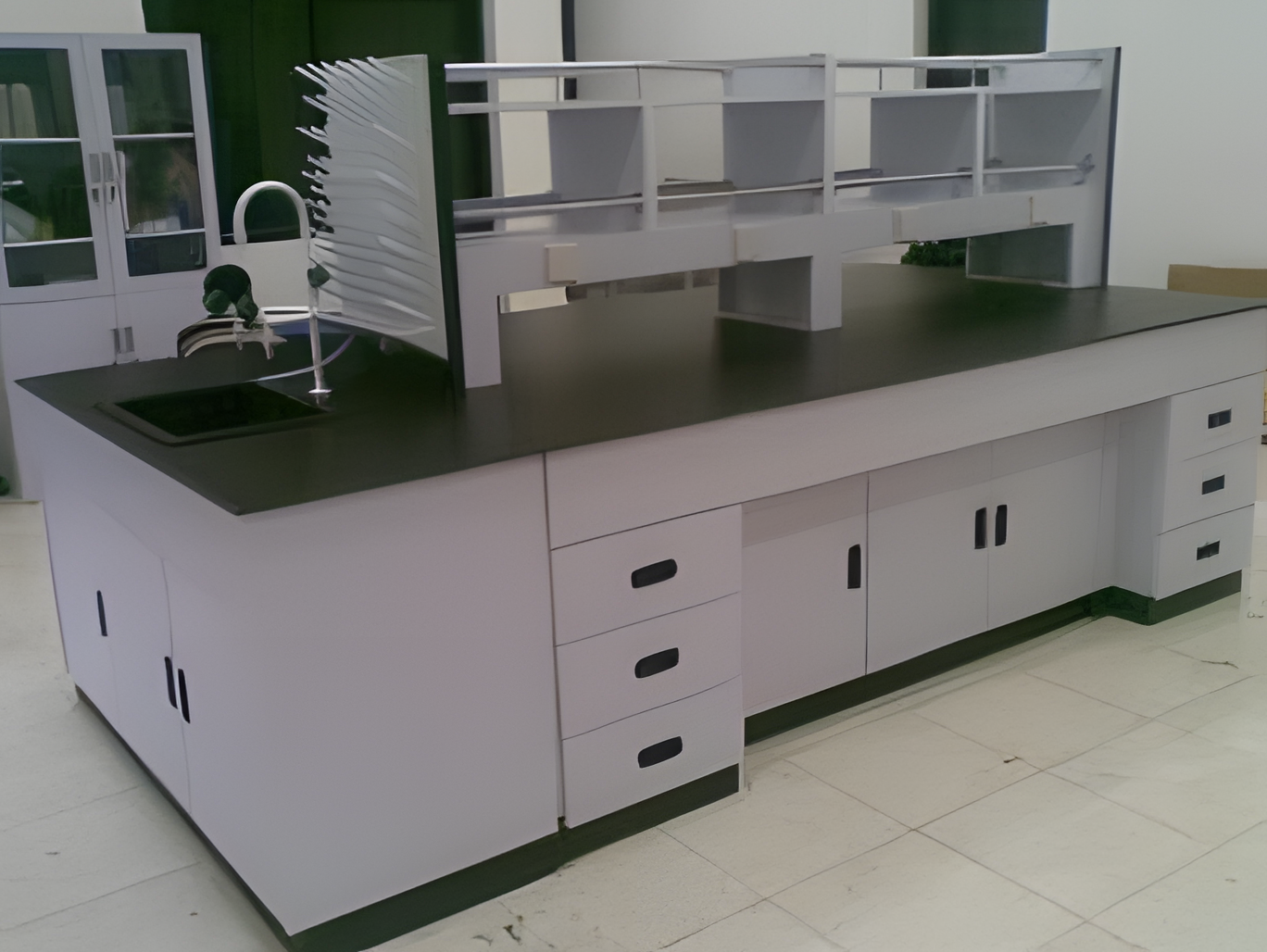 Island Bench HPL-300 HPL Dimensi: ±3000 x 1500 x 850 mm | hitejaya.com